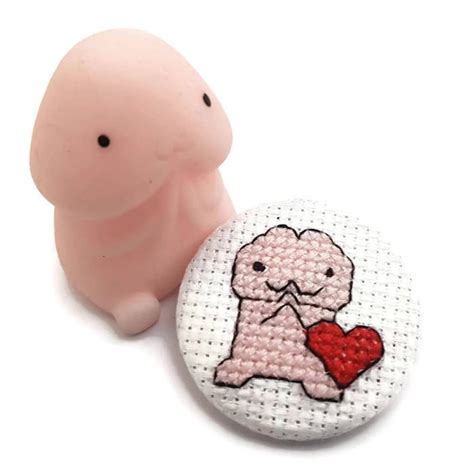 Happy Penis Pin Adult Badge Cross Stitch Accessory Gag Etsy