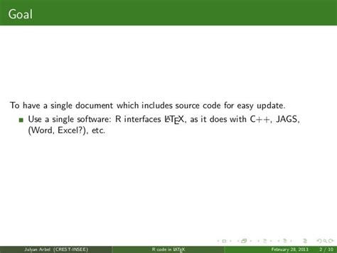 R In Latex