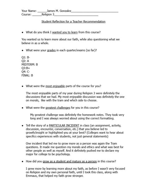 Reflection Form Docx Pdf