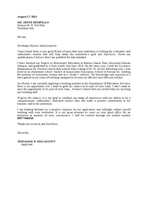 Application Letter Kumon Pdf