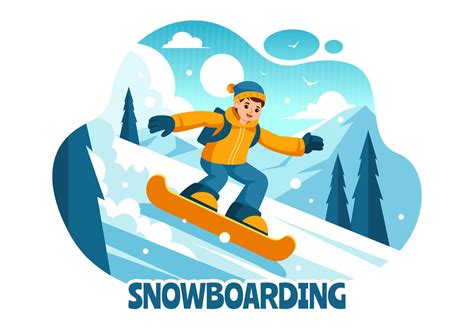 Snowboarding Illustration Featuring People Sliding And Jumping On A
