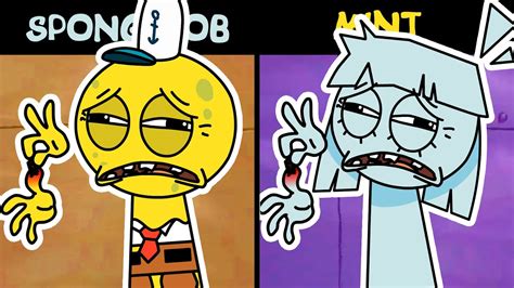 Spongebob Removing A Splinter And Mint Sprunki Animation Comparison