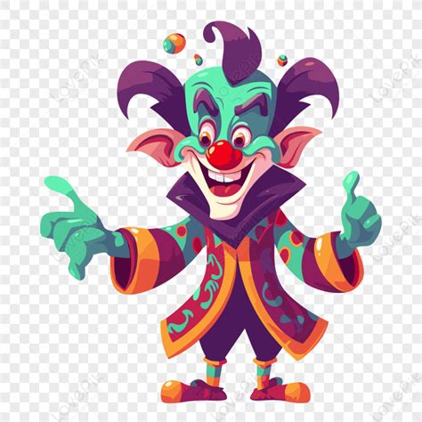 광대 클립 아트 그림 만화 엄지 손가락을 보여주는 흰색 배경에 고립 된 기괴한 광대 벡터 Png 일러스트 무료 다운로드 Lovepik