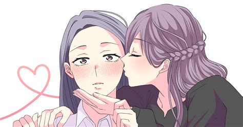 オリジナル 不意にキスする百合 ちゅい🌸のイラスト Pixiv