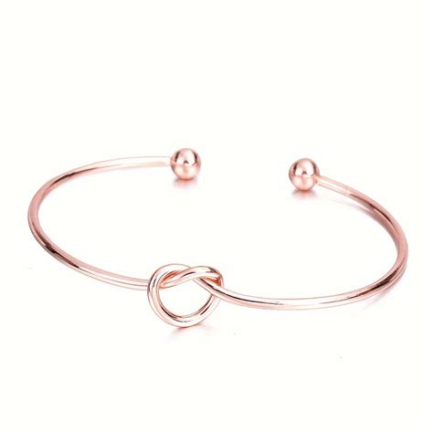 Hollow Heart Design Cuff Bangle Bracelet Heart Knot Bracelet Temu