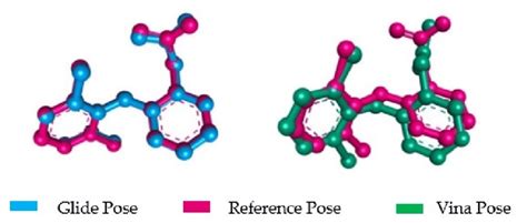 Superimpose Of Glide And Vina Generated Poses Over The Reference Pose Download Scientific Diagram