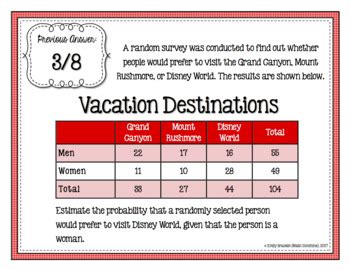 Conditional Probability Two Way Frequency Tables Scavenger Hunt Activity