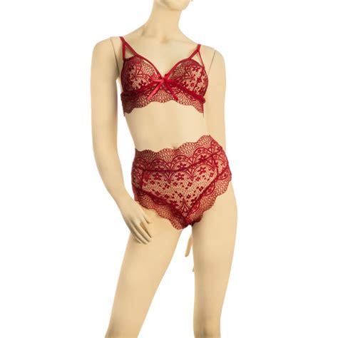 Set De Lenceria Sexy Con Tiras Color Rojo Talla L Generico