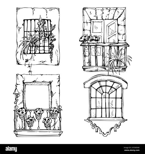 Mexican Mediterranean Moroccan Window Frame Balcony House Plants