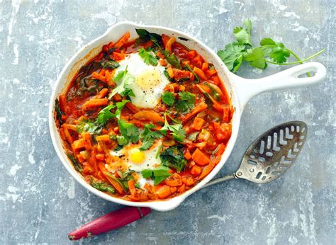 Shakshuka Met Zoete Aardappel Spinazie Recept Allerhande Albert