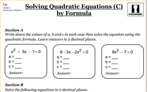 Quadratic Equations Gcse Questions Worksheets Tessshebaylo