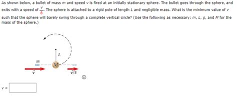 Solved As Shown Below A Bullet Of Mass M And Speed V Is Chegg
