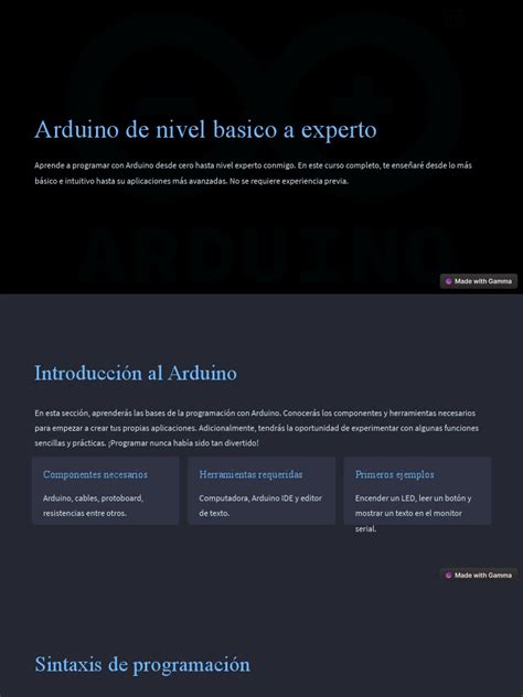 Arduino De Nivel Basico A Experto Pdf Arduino Electrónica