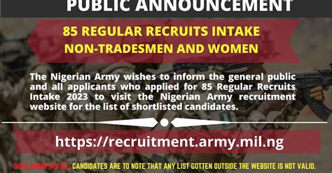 Nigerian Army Shortlist Candidates For For 85RRI