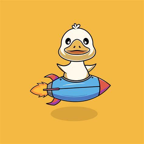 Cute Duck Riding Rocket Illustration By Cubbone On Dribbble