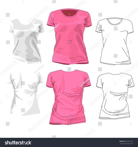 Vector Illustrations Of Womens Fashion Garments White And Pink T
