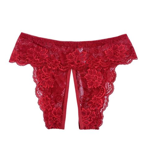 Damen Spitze Schritt offen Höschen Tangas Sexy Dessous GString Größe