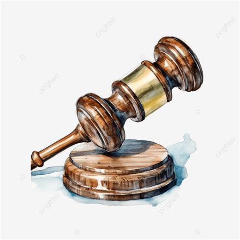 Legal Justice Concept Watercolor Illustration Of Court Hammer Ai