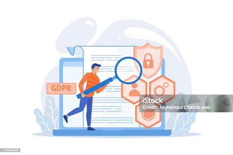 Gdpr 및 사이버 보안 기밀 데이터베이스 일반 데이터 보호 규정 개인 정보 제어 브라우저 쿠키 권한 개념 플랫 벡터 현대