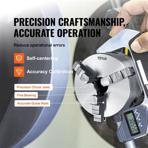 Vevor 3 Jaw Lathe Chuck 160 Mm Self Centering Lathe Chuck 35 160 Mm Clamping Range With T