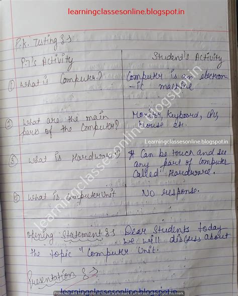 Lesson Plan For Computer Science On Computer Units