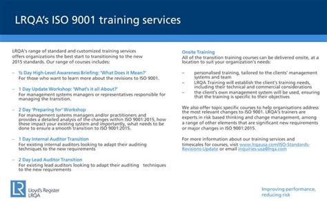 Iso 9001 2015 Transition Certification And Training From Lrqa Ppt