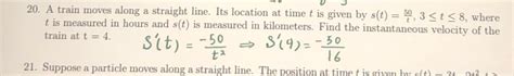 Solved A Train Moves Along A Straight Line Its Location At