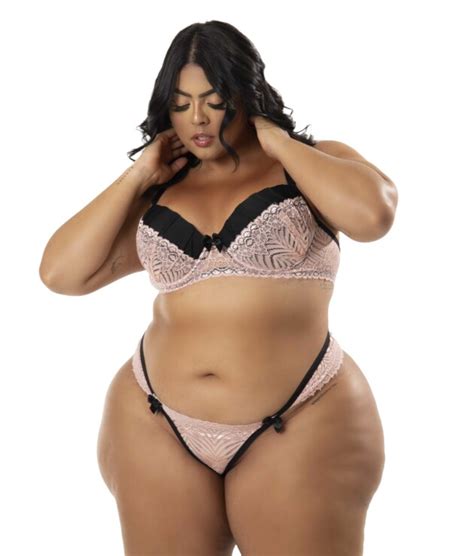 Conjunto De Renda E Microfibra Plus Size Click Sophia