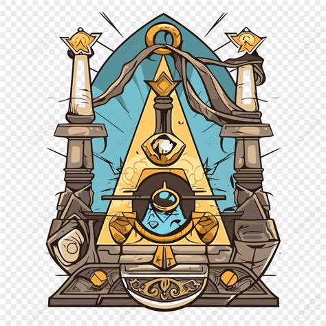 프리메이슨 클립 아트는 눈과 다른 물체 만화를 포함하는 추상적인 오컬트 디자인입니다 벡터 Png 일러스트 무료 다운로드