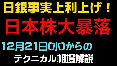【相場解説】日銀緩和修正で日本株大暴落！221221㈬からの相場展望 「ライン公式アカウント」始めました！下記のurlからプレゼント動画が