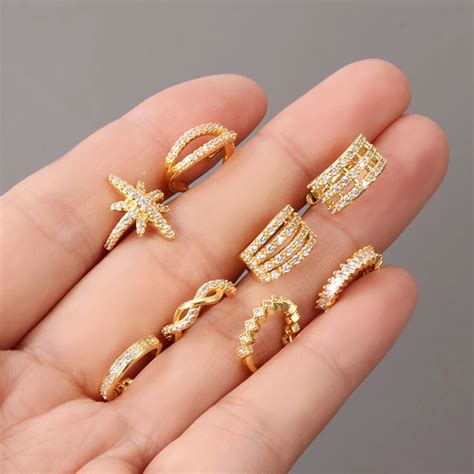 나선형 연골 인조 피어싱 조절식 이어커프 Cz 이어커프 피어싱 없음 스테인리스 스틸 귀걸이 여성용 쥬얼리 액세서리 1 개클립 귀걸이 Aliexpress