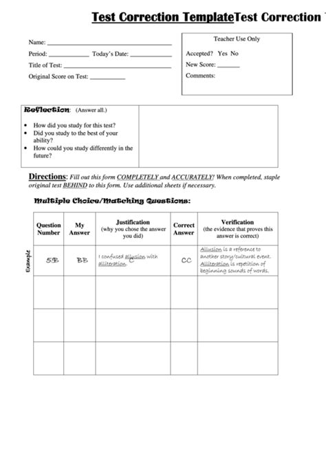 Test Correction Template Printable Pdf Download