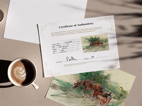 Editable Certificate Of Authenticity For Artwork Certificate Of
