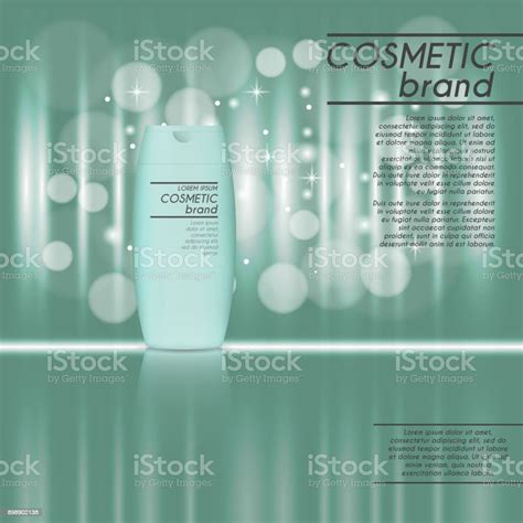 3d 현실 화장품 병 광고 템플릿입니다 화장품 브랜드 광고 Glitters와 Bokeh 배경 컨셉 디자인 건강관리와 의술에 대한