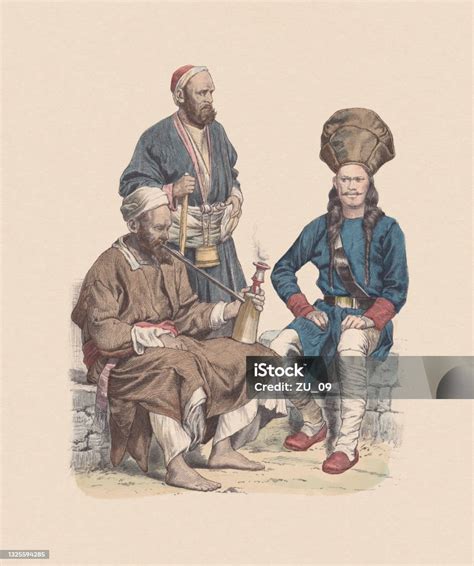 19세기 중앙아시아 의상 수작업색 나무 조각 출판 C1880 수채화에 대한 스톡 벡터 아트 및 기타 이미지 수채화 중국 중국 문화 Istock