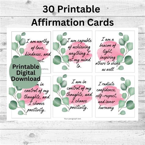 30 Self Love Affirmation Cards Printable Daily Self Love Affirmations