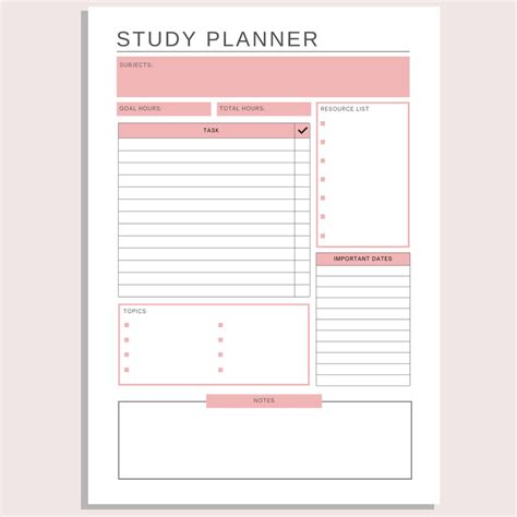Study Planner Printable Study Plan Student Timetable College Study