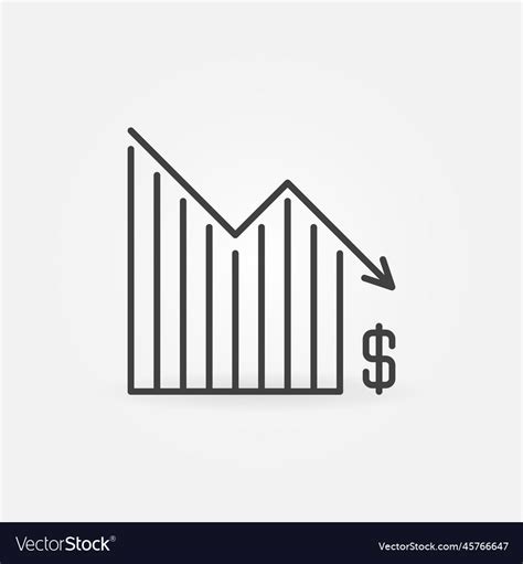 Falling Dollar Chart Devaluation And Financial Vector Image