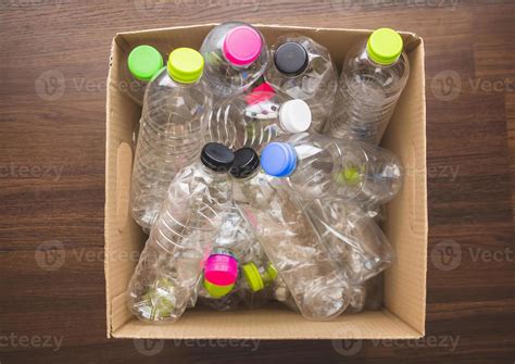 Plastic Bottles In Recycling Paper Box Reuse Concept 12202494 Stock