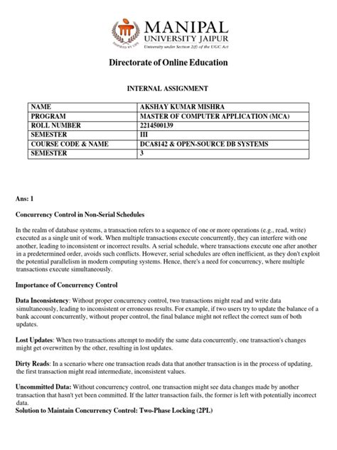 Dca8142 Opensourcedbsystems Internal Assignment Pdf Computer Data