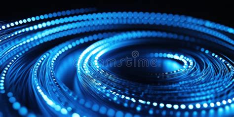 Dynamic Blue Light Trail Patterns Illustrating Digital Data Flow And Technology Stock