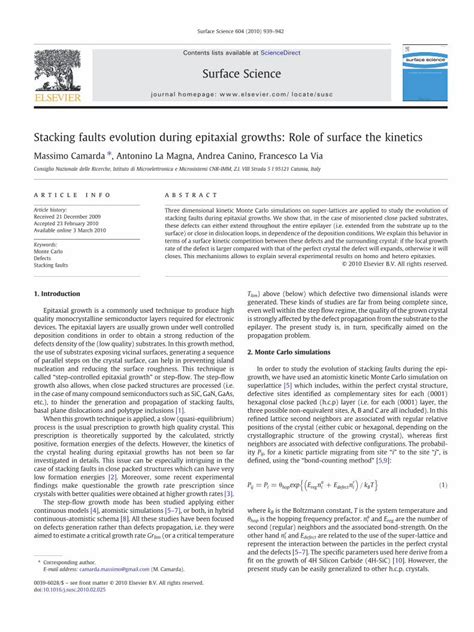 Pdf Stacking Faults Evolution During Epitaxial Growths Role Of