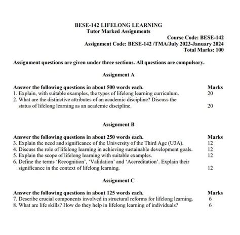 bese 142 lifelong learning in english solved assignment 2023 2024 free