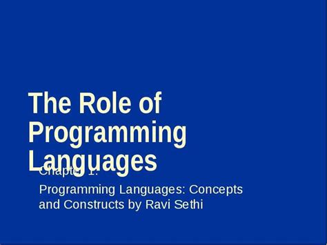Programming Languages Concepts And Constructs By Ravi Sethi