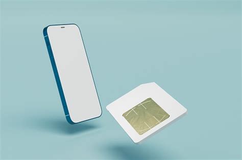 전화 Sim 카드 파란색 배경에 스마트 폰과 Sim 카드 3d 렌더링 Sim 카드에 대한 스톡 사진 및 기타 이미지 Sim