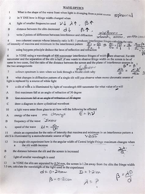 Wave Optics Assignment Pdf