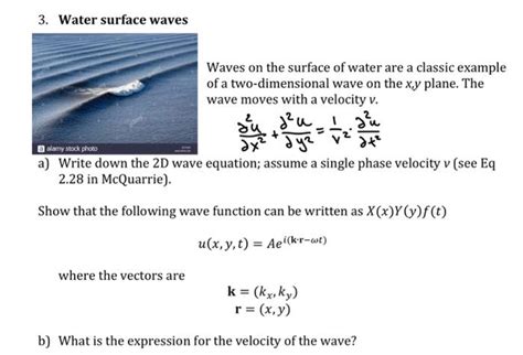 Solved 3 Water Surface Waves Waves On The Surface Of Water