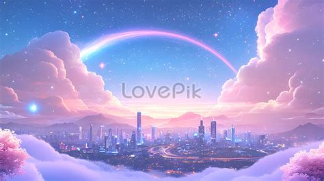 다채로운 별이 빛나는 하늘 그림 일러스트 무료 다운로드 Lovepik