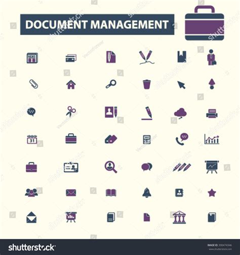 Document Management Icons Stock Vector Royalty Free 390474346