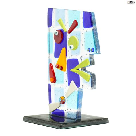 입체파 얼굴 오리지널 무라노 유리 Omg